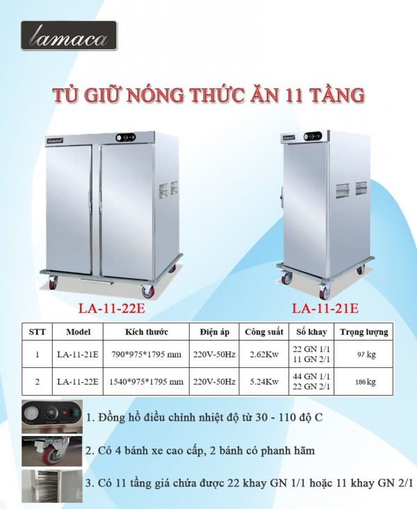 Giá bán tủ giữ nóng thức ăn 11 tầng Lamaca - Horeca Thăng Long